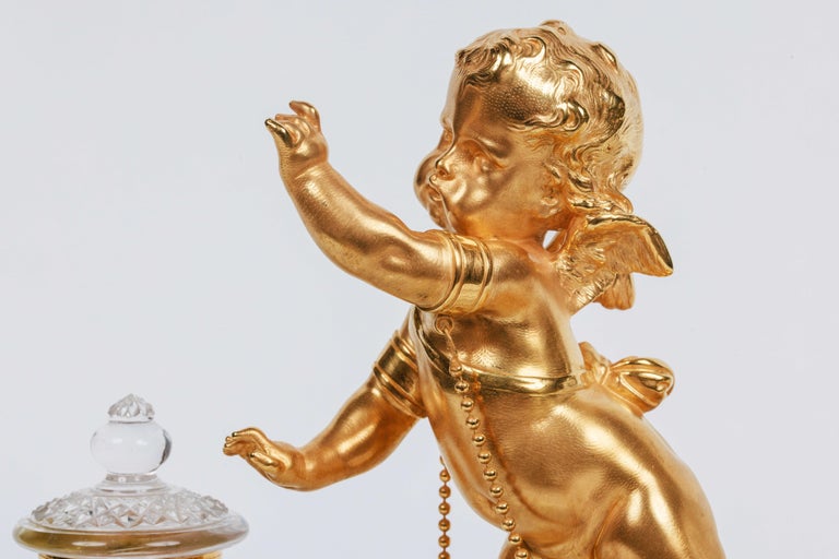 Rare French Ormolu and Diamond-Cut Crystal Figural Inkwell Encrier by ...