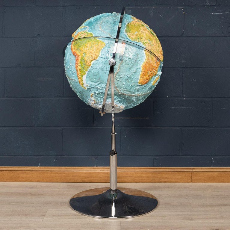 Rare German Relief Globe on a Chrome Stand by Geo-Institut For Sale at ...