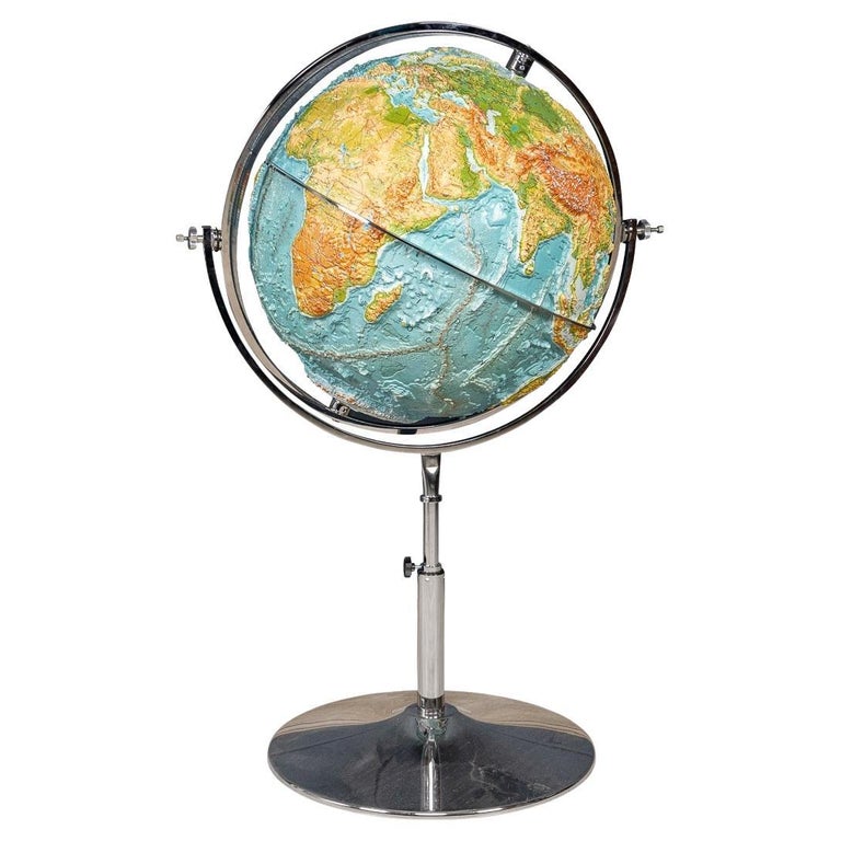 Rare German Relief Globe on a Chrome Stand by Geo-Institut For Sale at ...