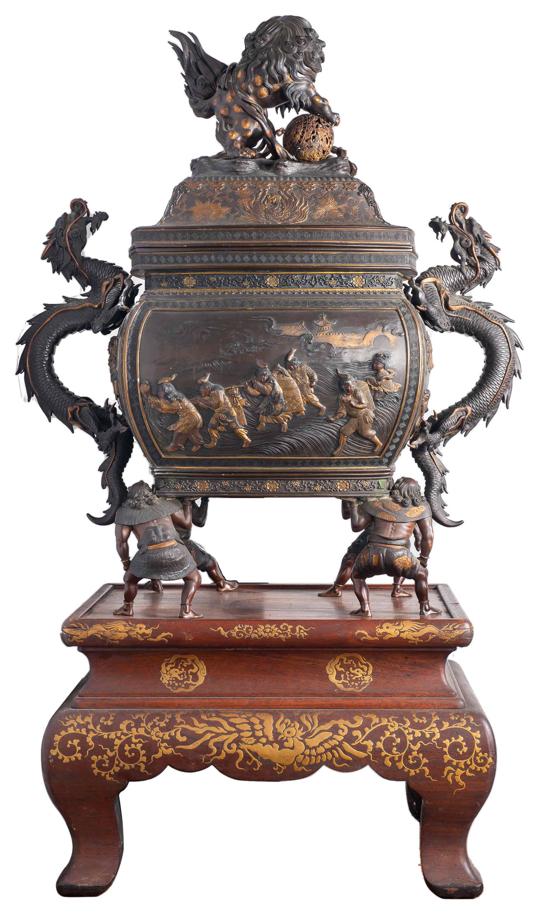 Rare, Impressive Japanese Bronze Censer by Miyao, 1868-1912 For Sale at ...