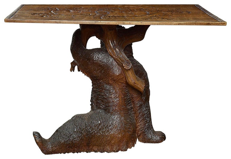 Rare Lareg 19th Century Black Forest Carved Lindenwood Table For Sale ...