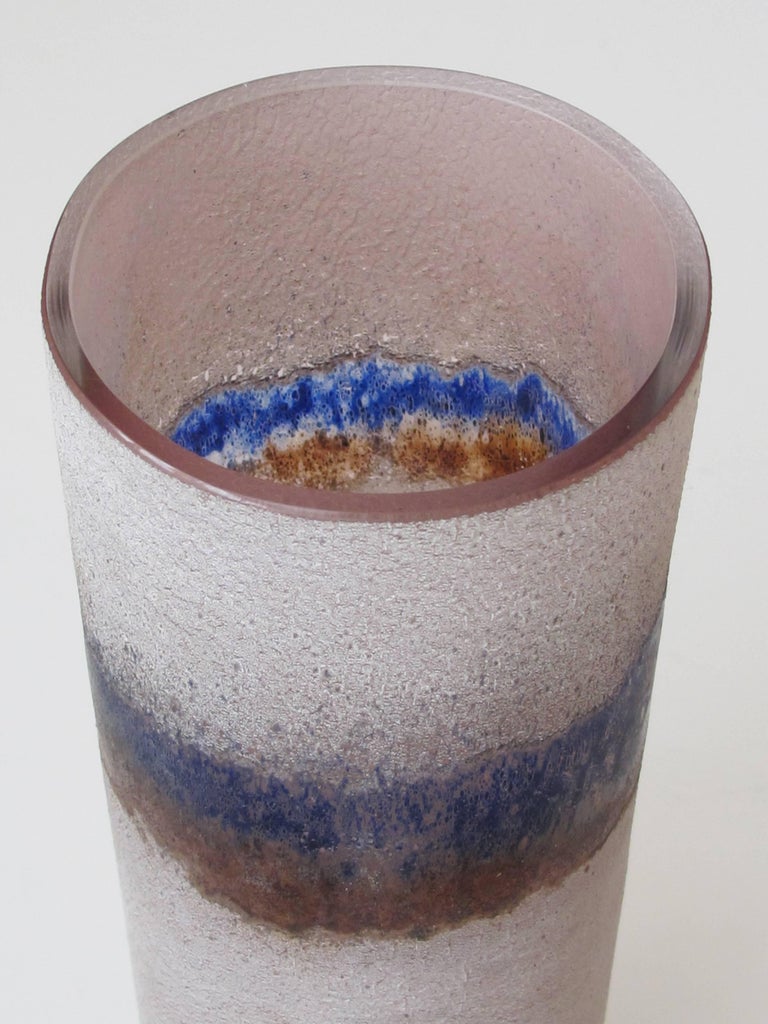 Rare Murano 1960s Alfredo Barbini 'Scavo' Glass Cylindrical Vase ...