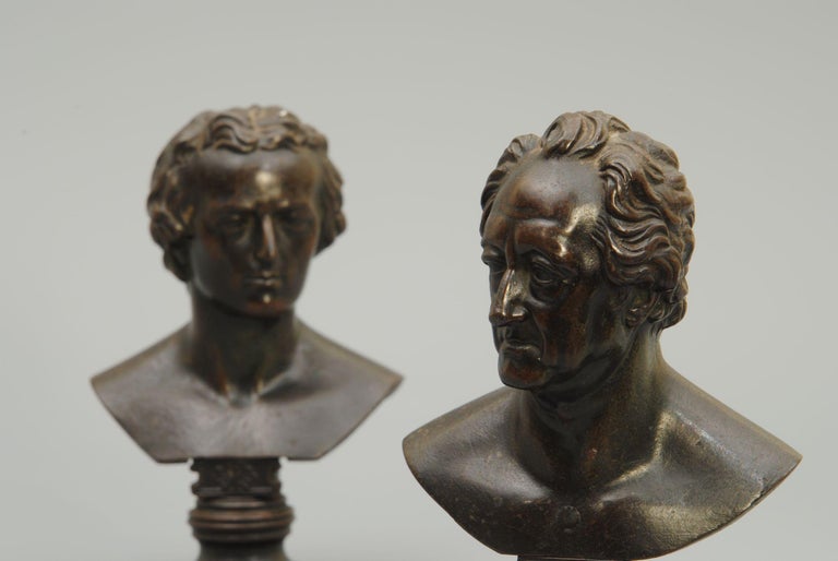 Rare Pair of 19th Century Cast Iron Portrait Busts by Leonhard Posch ...