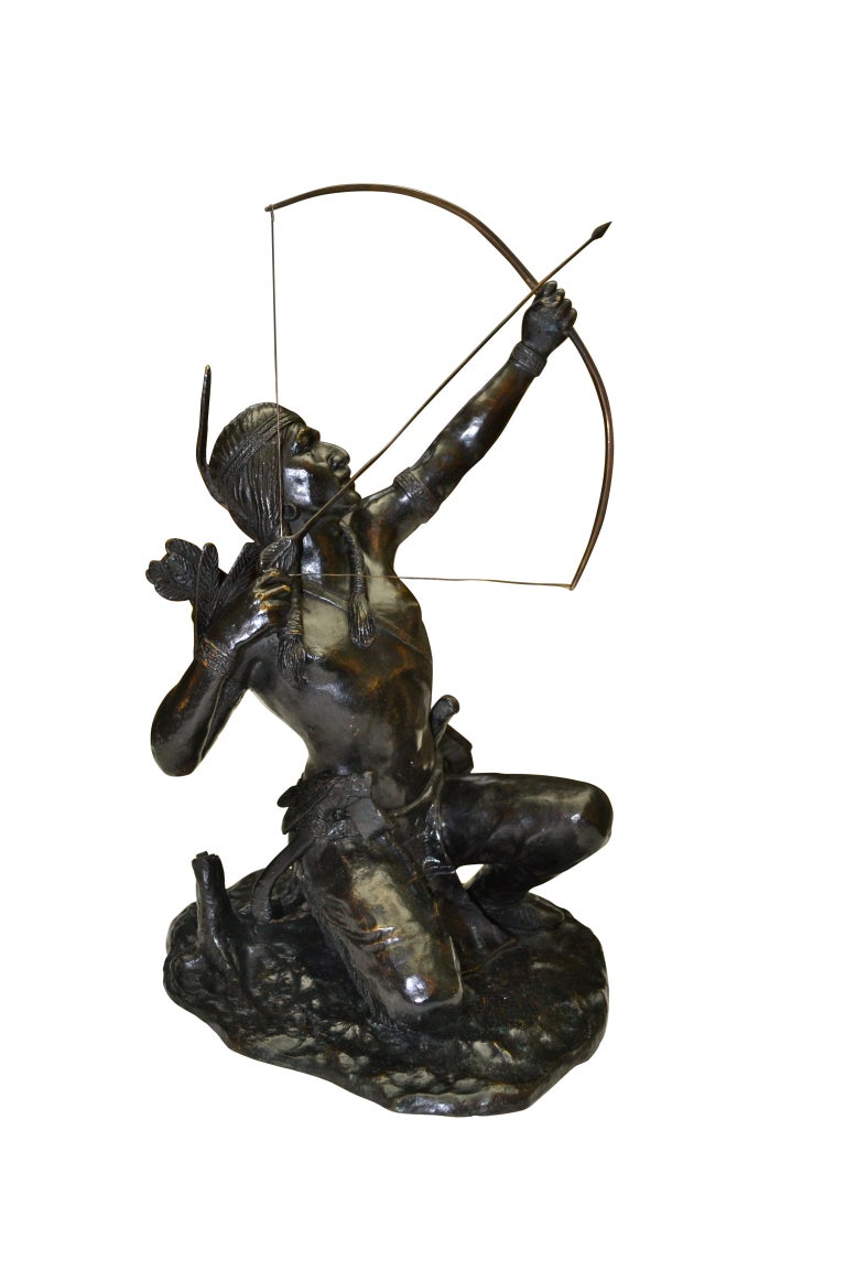 Rare Patinated Bronze Statue of a Native American Indian Archer on the ...
