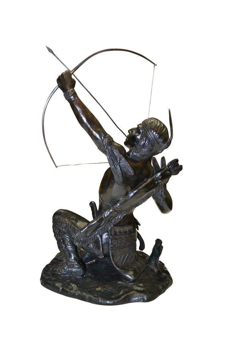 Rare Patinated Bronze Statue of a Native American Indian Archer on the ...