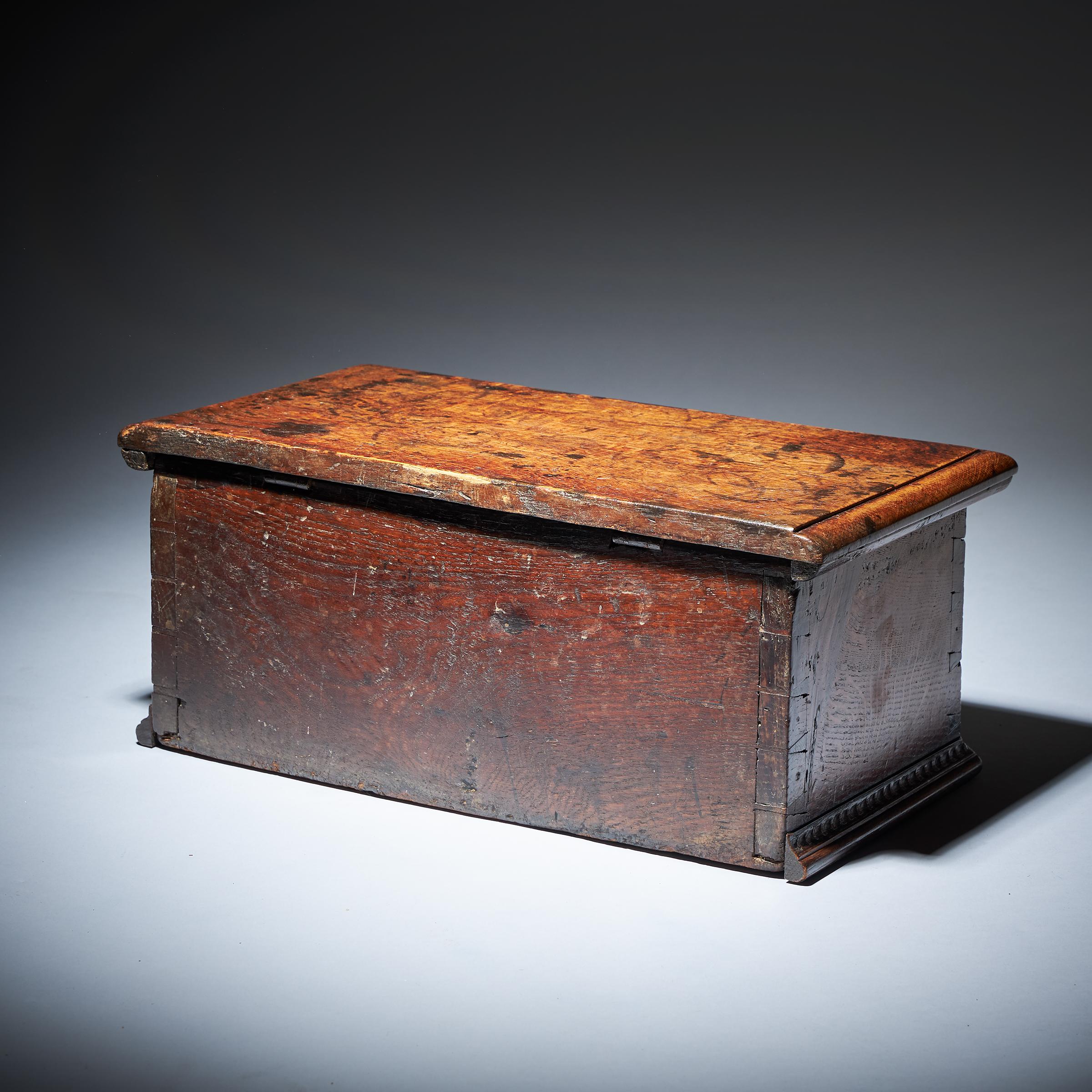 Rare William and Mary 17th Century Carved Oak Deeds Box of Small ...
