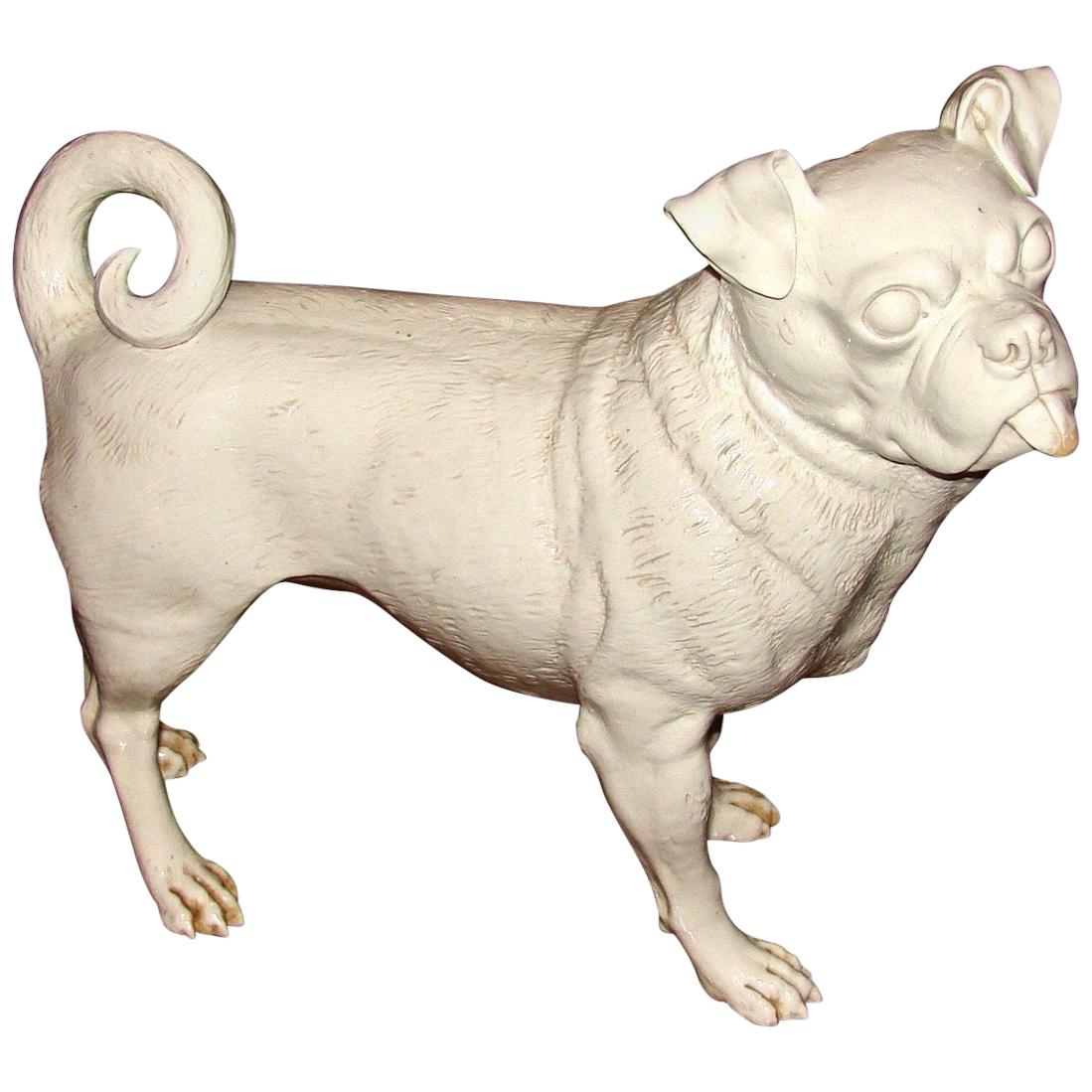 Rare Worcester Porcelain Figure of a White Pug Dog For Sale at 1stDibs ...