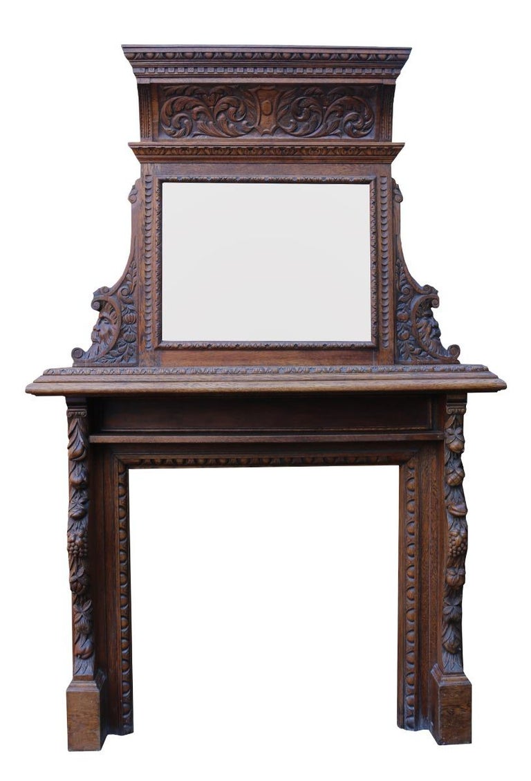 Reclaimed Carved Oak Fire Mantel For Sale at 1stDibs | reclaimed wood ...
