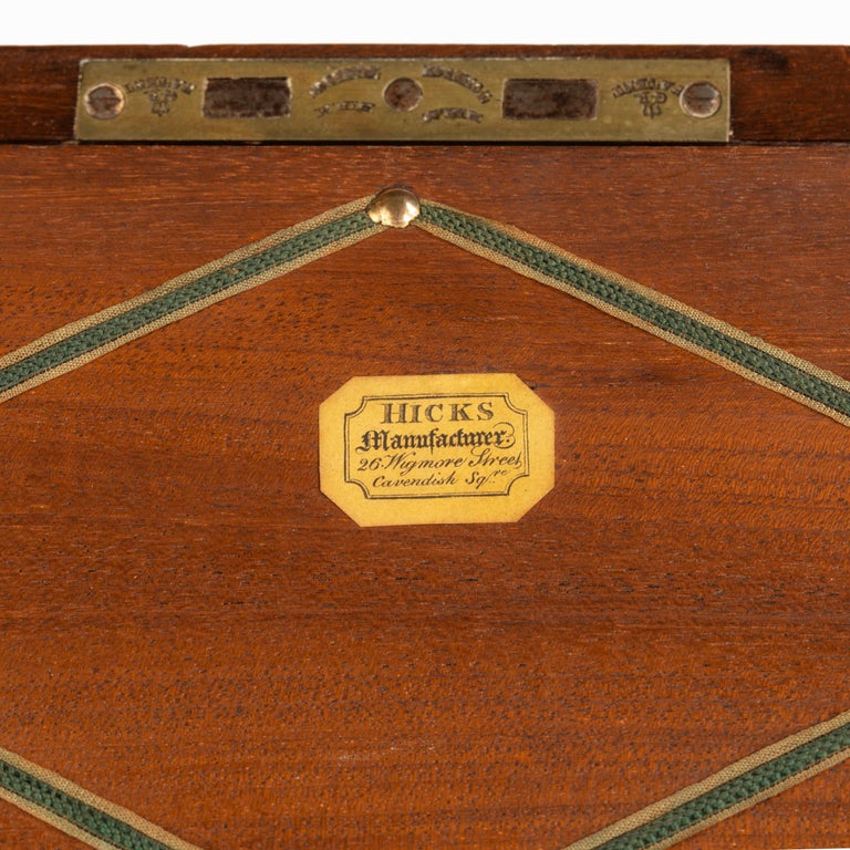 Regency Brass-Bound Mahogany Writing Slope by Hicks of London at 1stDibs