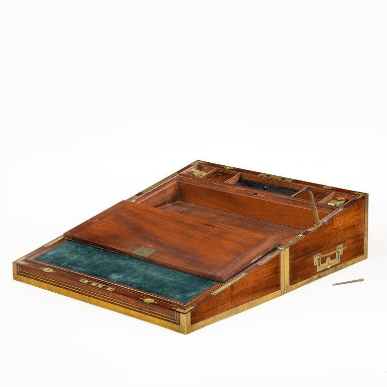 Regency Brass-Bound Mahogany Writing Slope by Hicks of London at 1stDibs