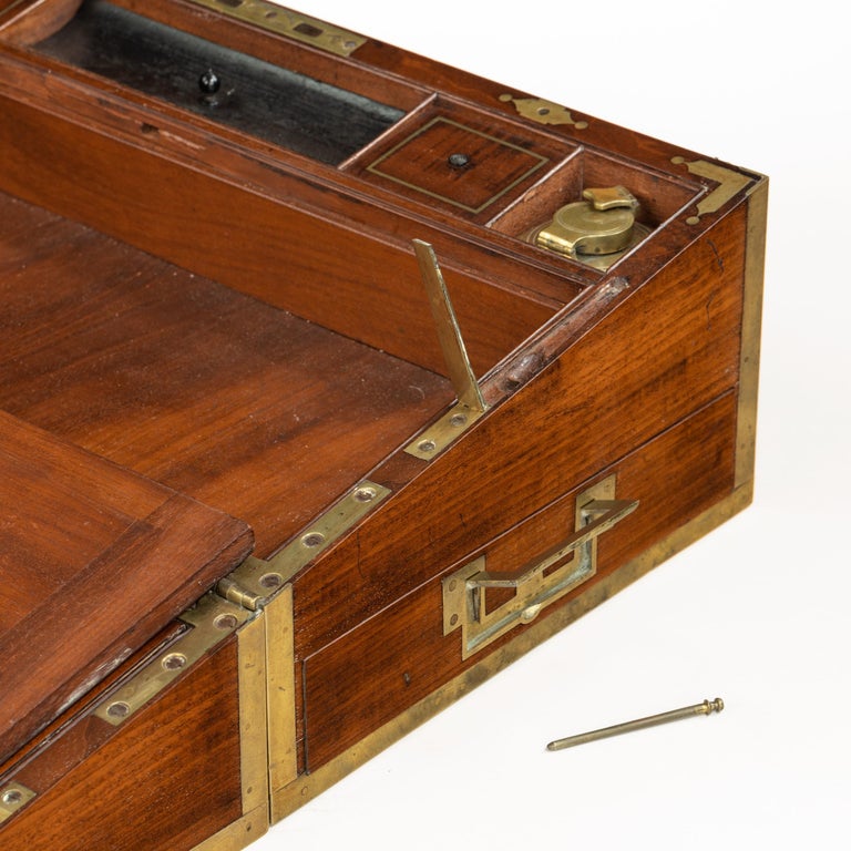 Regency Brass-Bound Mahogany Writing Slope by Hicks of London at 1stDibs