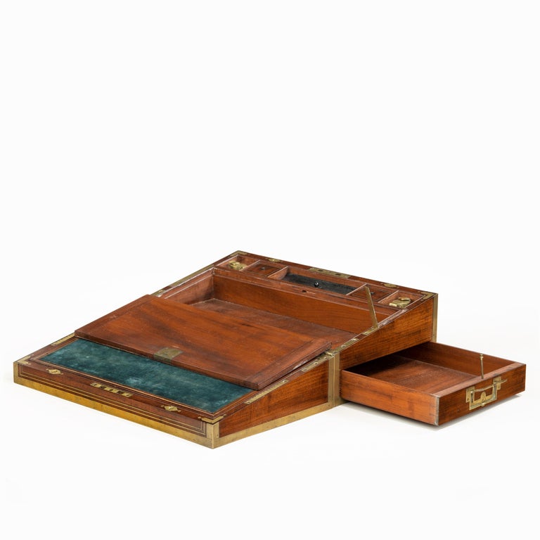Regency Brass-Bound Mahogany Writing Slope by Hicks of London at 1stDibs