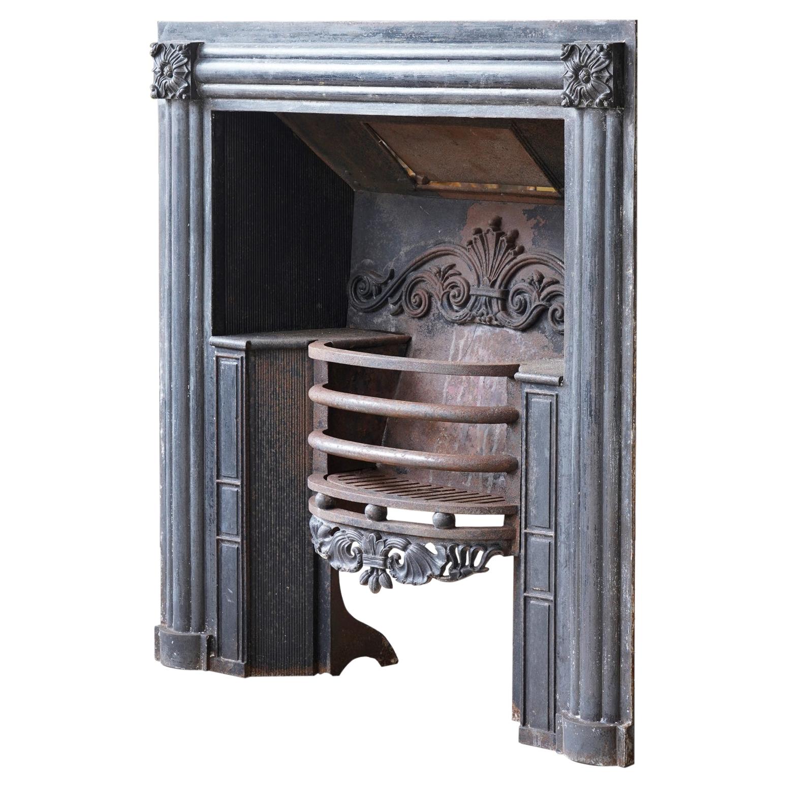 Antique Edwardian Art Nouveau Cast Iron Combination Grate For Sale at ...