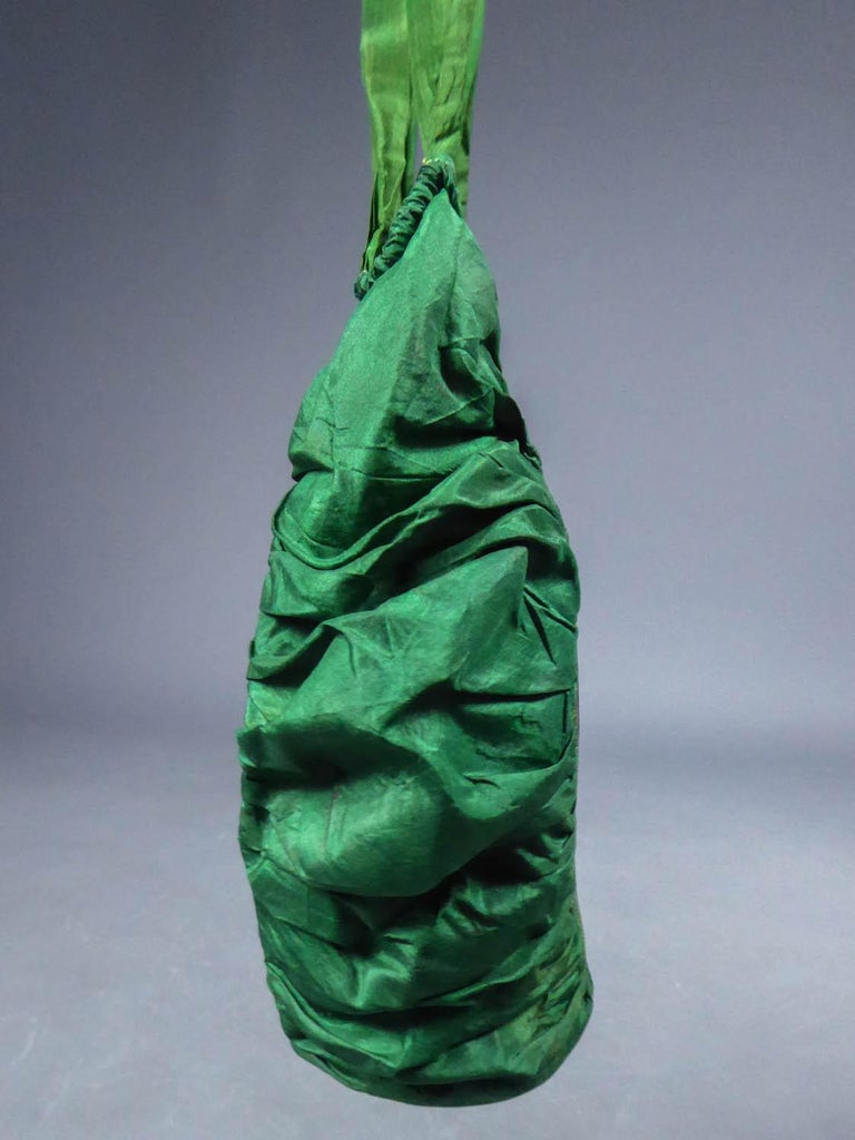 A Regency French Reticule Purse, leather and Chintz Early 19th century ...