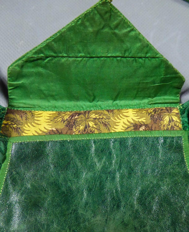 A Regency French Reticule Purse, leather and Chintz Early 19th century ...