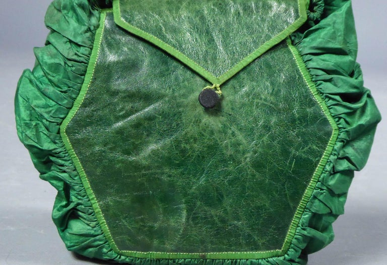 A Regency French Reticule Purse, leather and Chintz Early 19th century ...