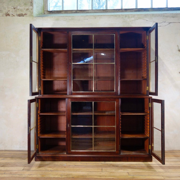 Regency Mahogany Glazed Library Bookcase, Parcel-Gilt at 1stDibs