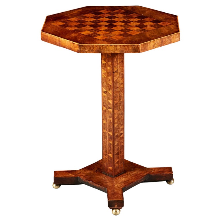 Regency Marquetry Table with Chessboard Top at 1stDibs