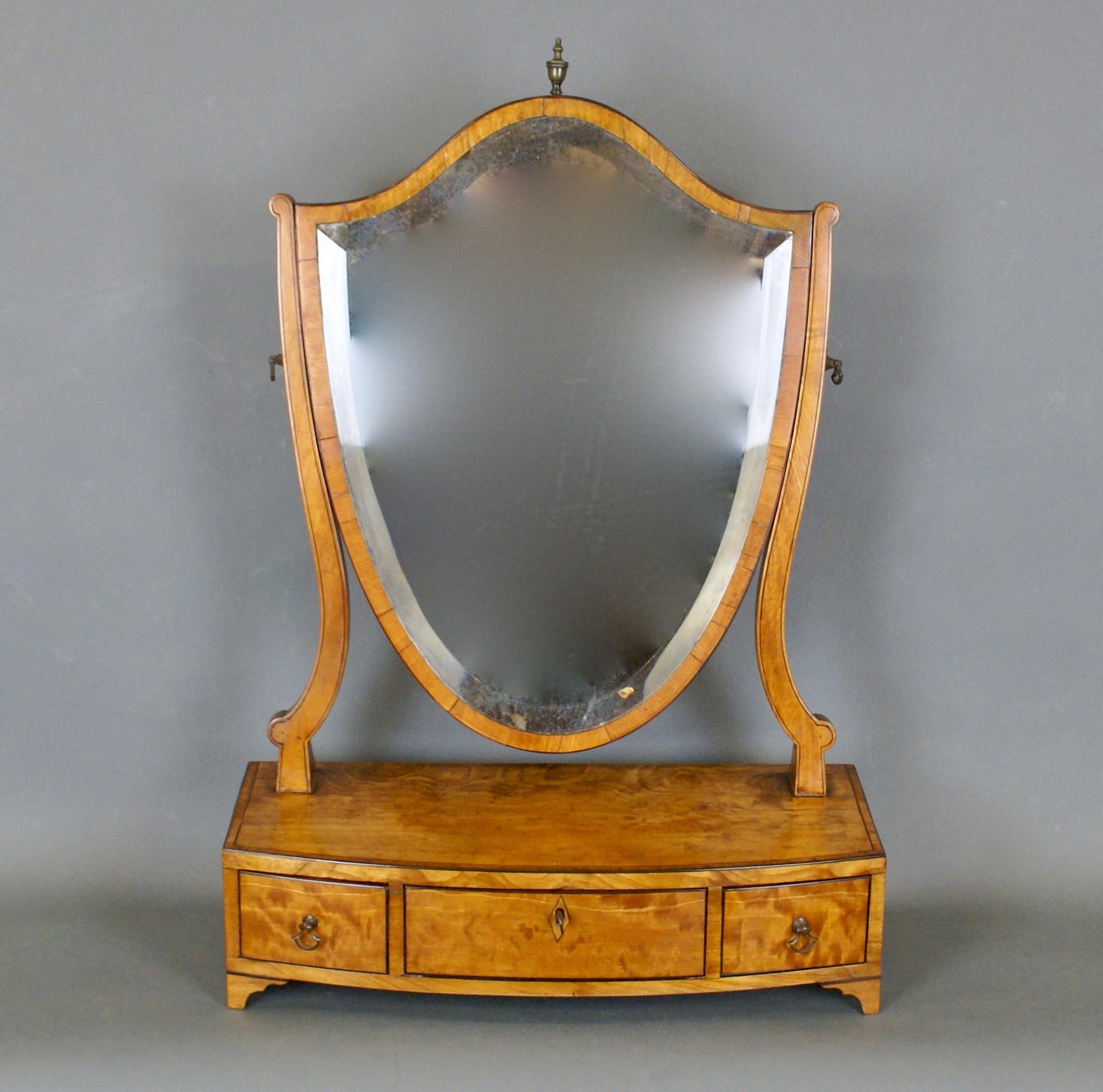 Regency Satinwood Toilet Mirror with Tulipwood Banding and Ebony ...