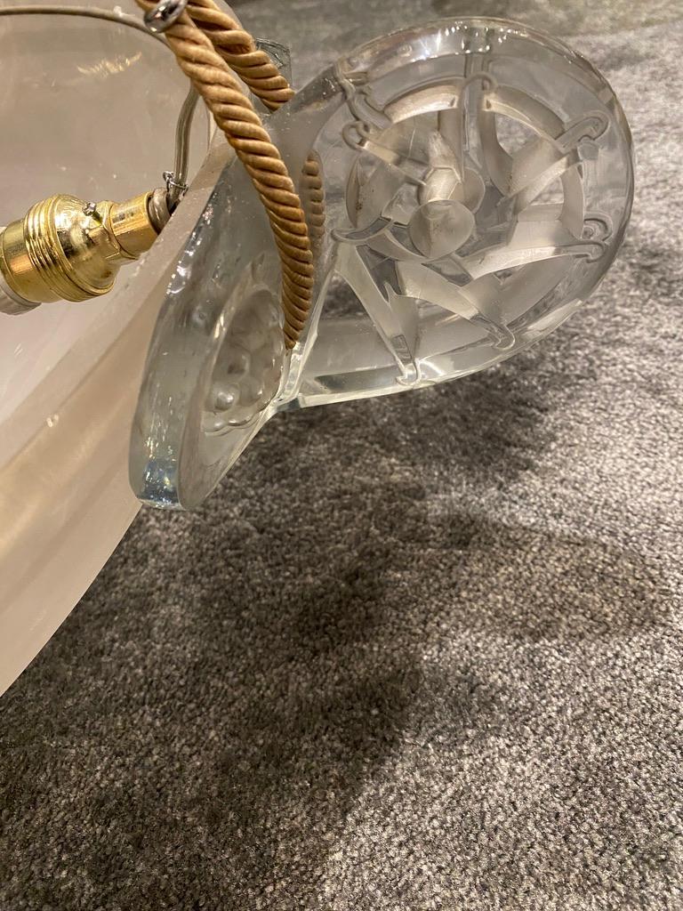 Rene Lalique Glass Art Deco Chandelier For Sale at 1stDibs