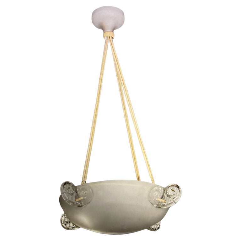 Rene Lalique Glass Art Deco Chandelier For Sale at 1stDibs