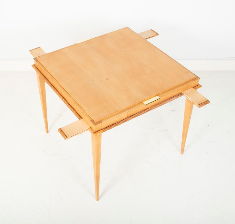 Reversible Leather Top Card Table in the Manner of Andre Arbus at 1stDibs