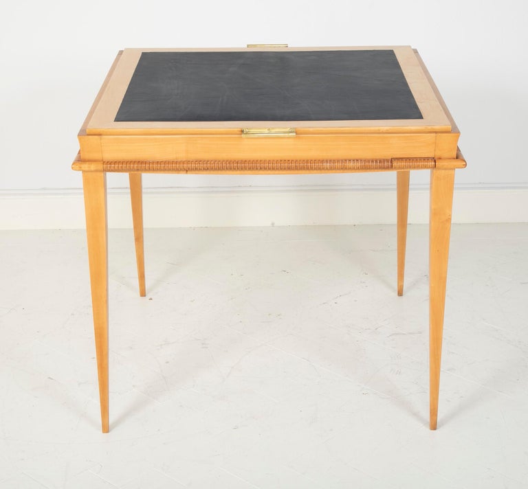 Reversible Leather Top Card Table in the Manner of Andre Arbus at 1stDibs