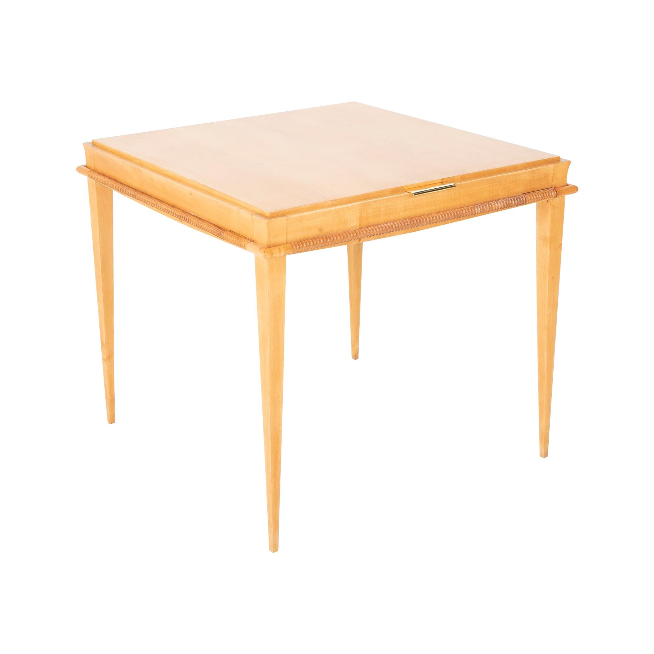 Reversible Leather Top Card Table in the Manner of Andre Arbus at 1stDibs