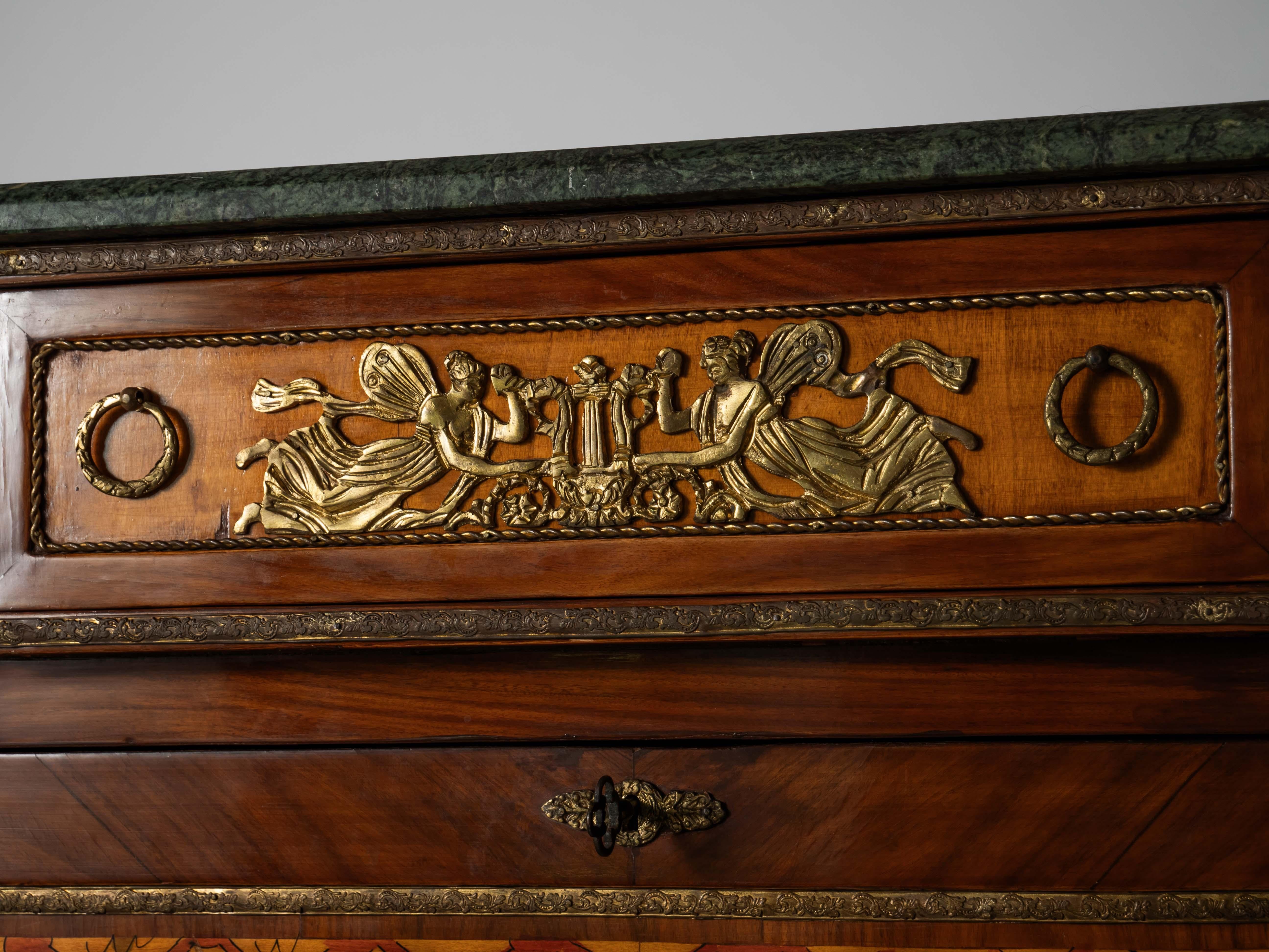 A richly decorated neoclassical secretary For Sale at 1stDibs