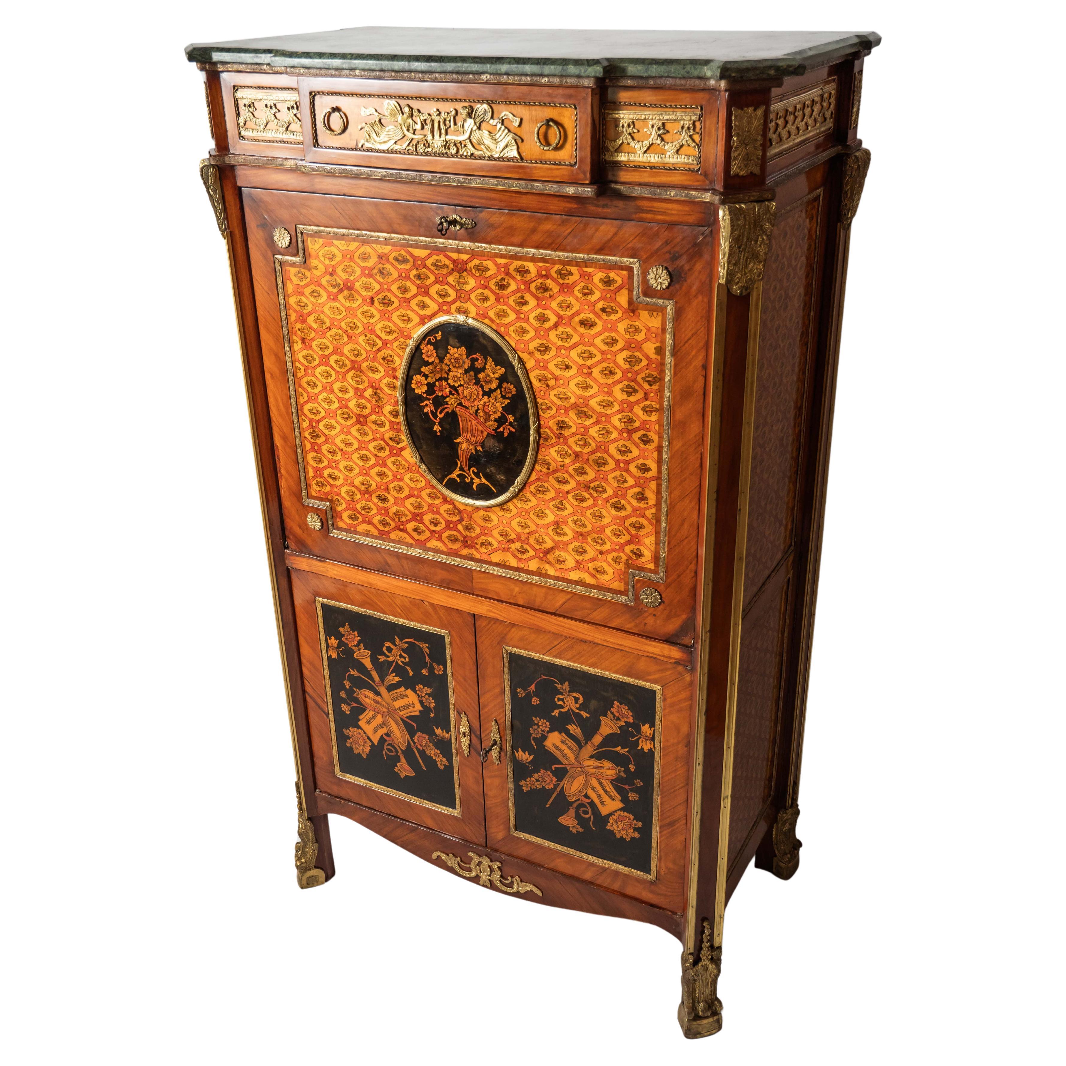 A richly decorated neoclassical secretary For Sale at 1stDibs