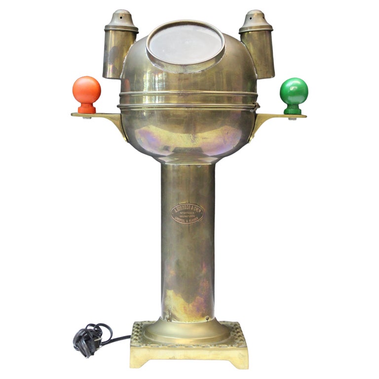 A. Robinson Co Ltd. Liverpool Brass Ships Compass Converted Table Lamp ...