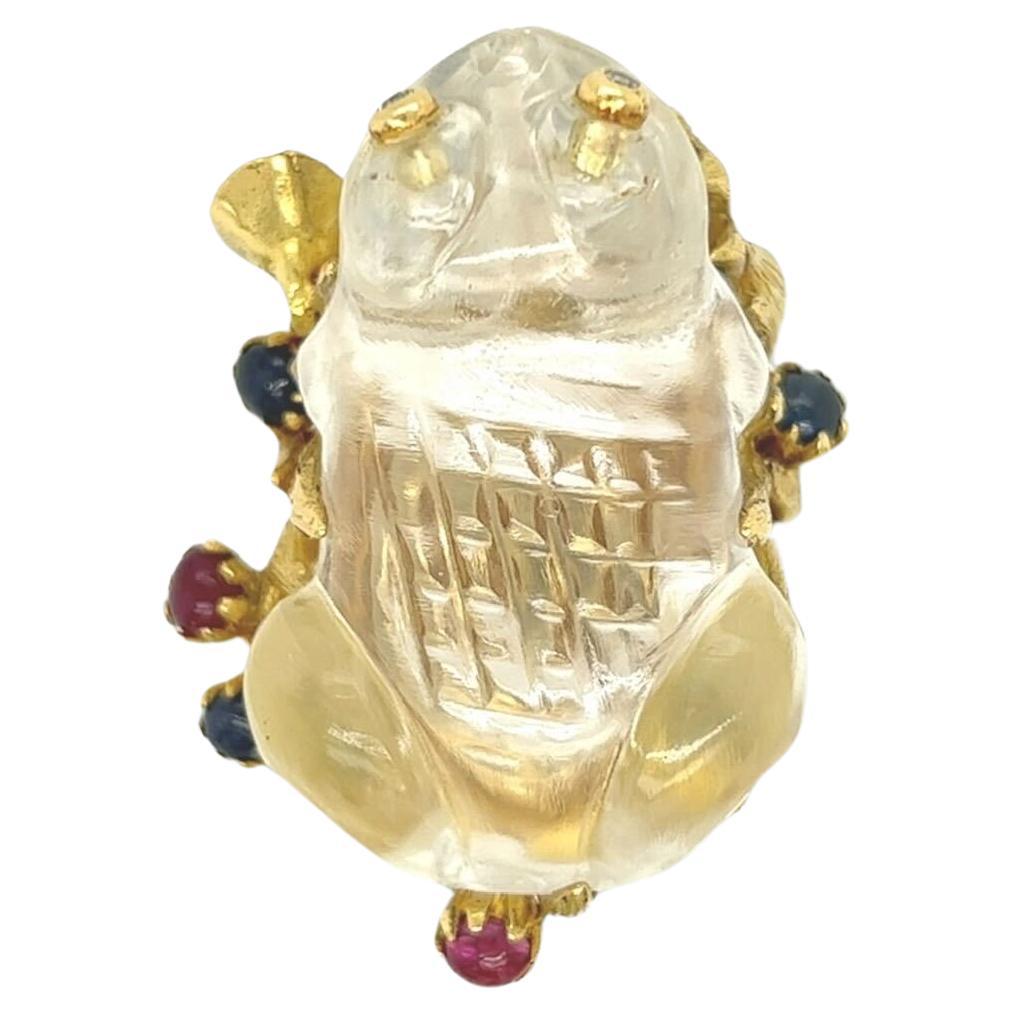 A Rock Crystal, Gold, Sapphire and Ruby Frog Ring at 1stDibs | ruby ...