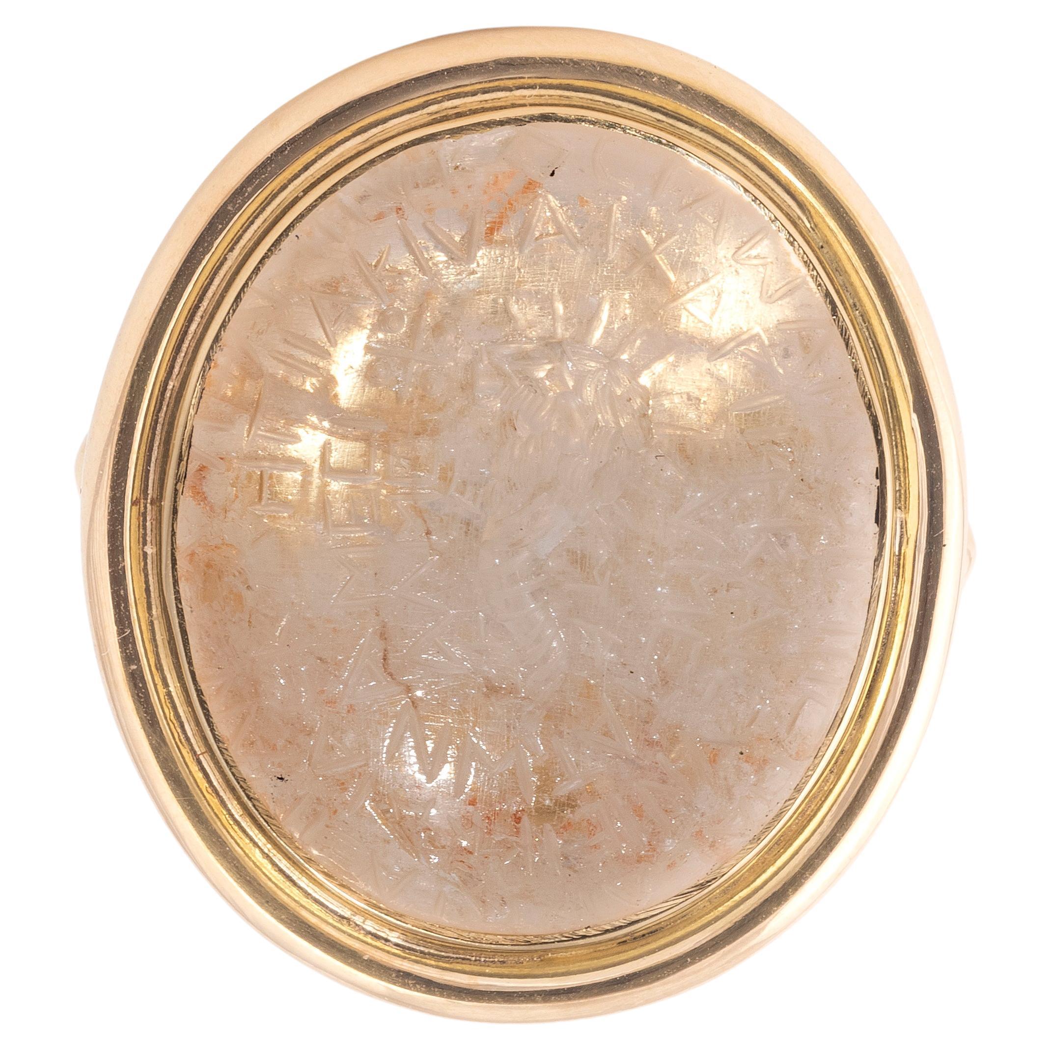 Ancient Roman 1st to 2nd Century Garnet Intaglio Ring Featuring Three ...