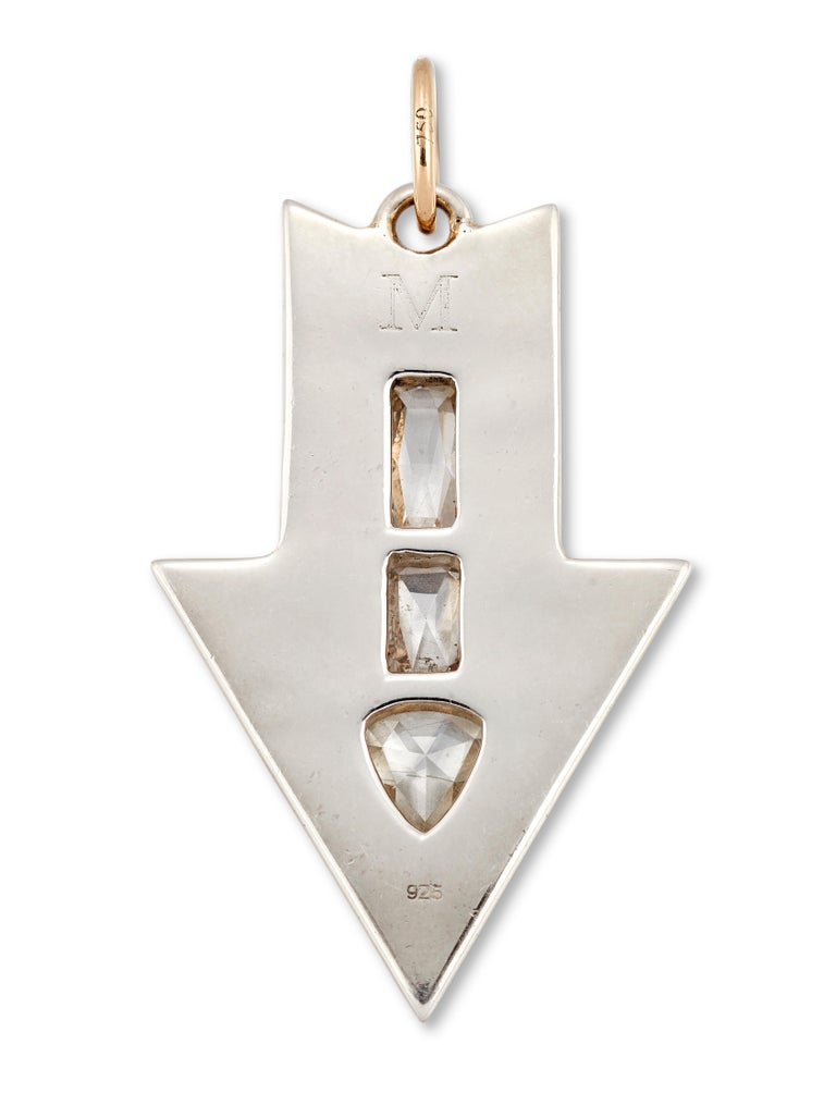 Rose-Cut Diamond and Enamel Arrow Pendant For Sale at 1stDibs