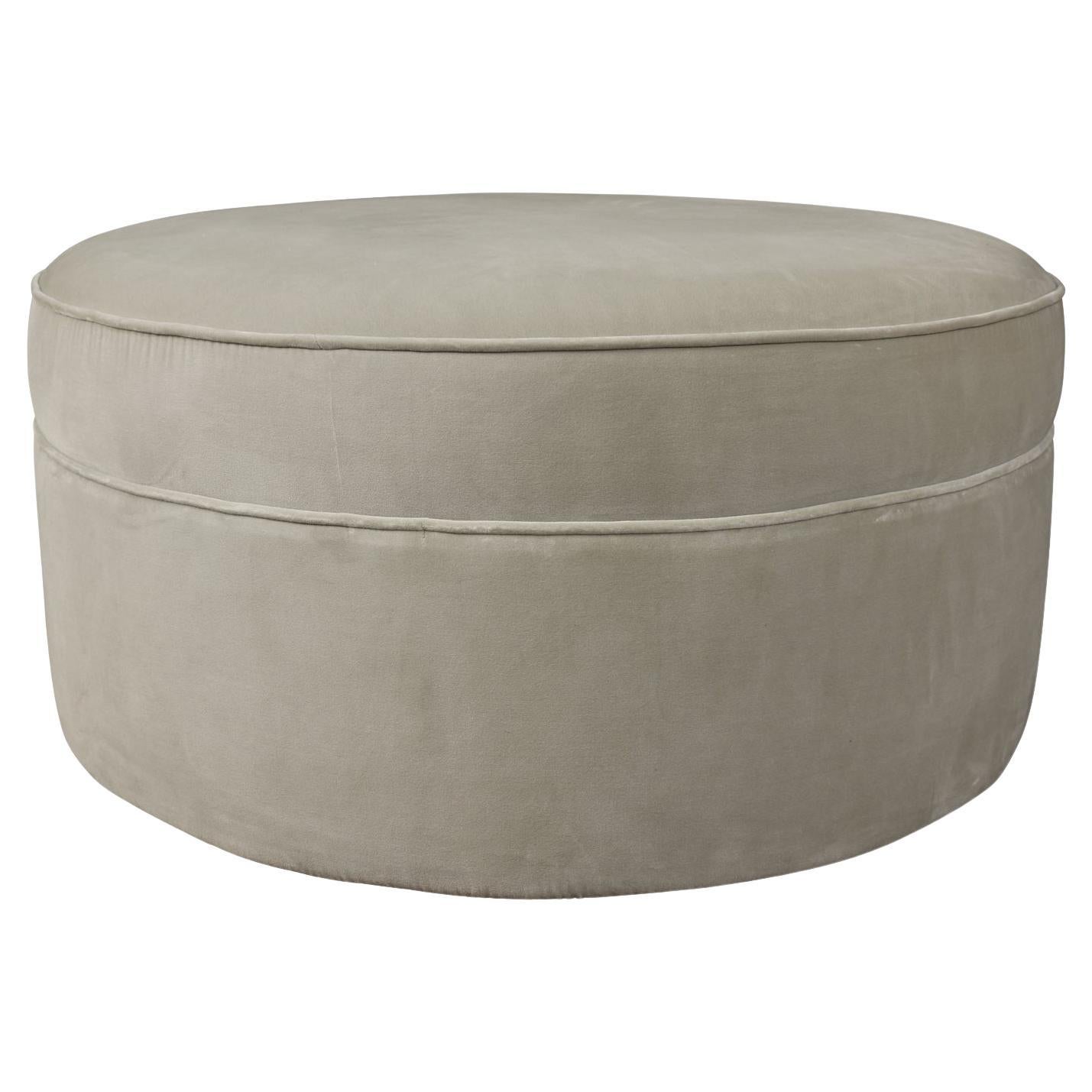 Large Mid-Century Round Ottoman at 1stDibs