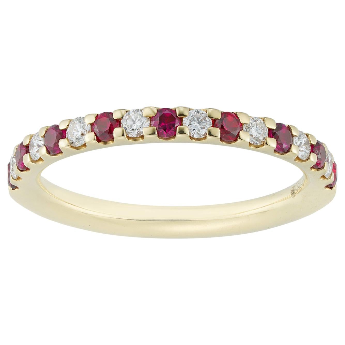 A Ruby and Diamond Half Eternity Ring For Sale at 1stDibs