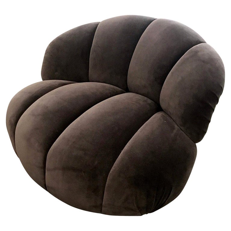 A. Rudin Channel Back and Seat Gray / Brown Slipper / Lounge Chair at ...