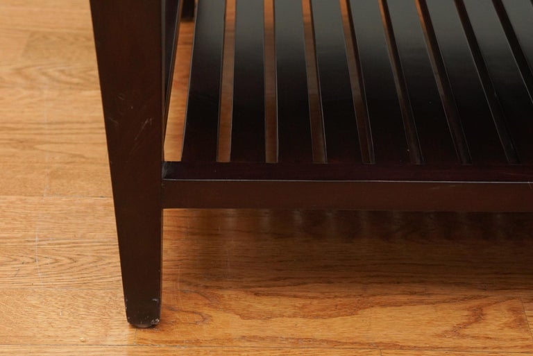 A. Rudin Leather Bench/Ottoman with Slat Bottom Shelf For Sale at 1stDibs