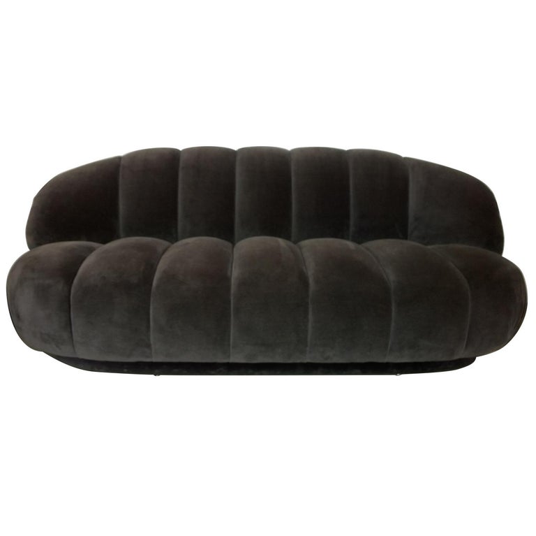 A. Rudin Modernist 20th Century Channel-Back Sofa in New Velvet at 1stDibs