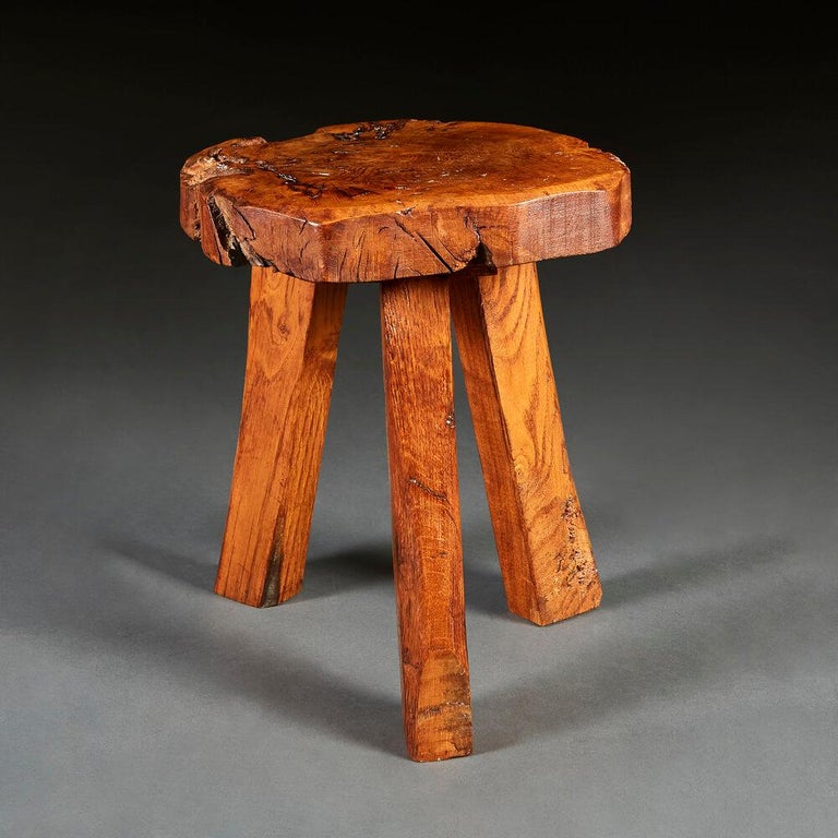 Rustic Elm Wood Stool For Sale at 1stDibs