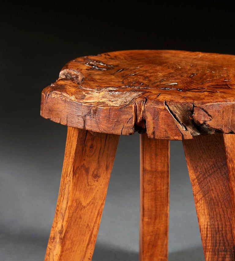 Rustic Elm Wood Stool For Sale at 1stDibs