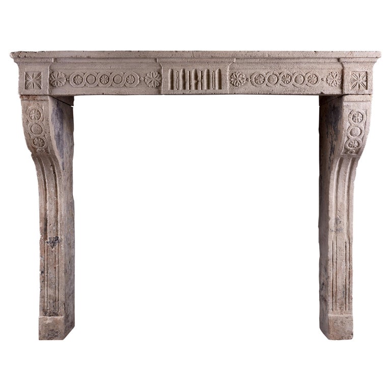 Rustic Period Louis XVI Stone Fireplace For Sale at 1stDibs