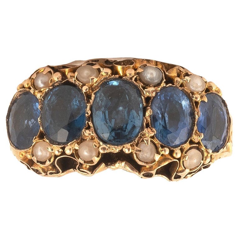 Saphir Fünf-Stein-Ring im Angebot bei 1stDibs