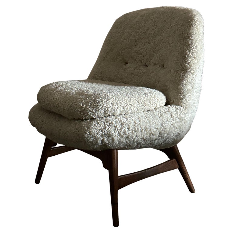 Scandinavian Modern Easy Chair in Sheepskin, 1950s at 1stDibs