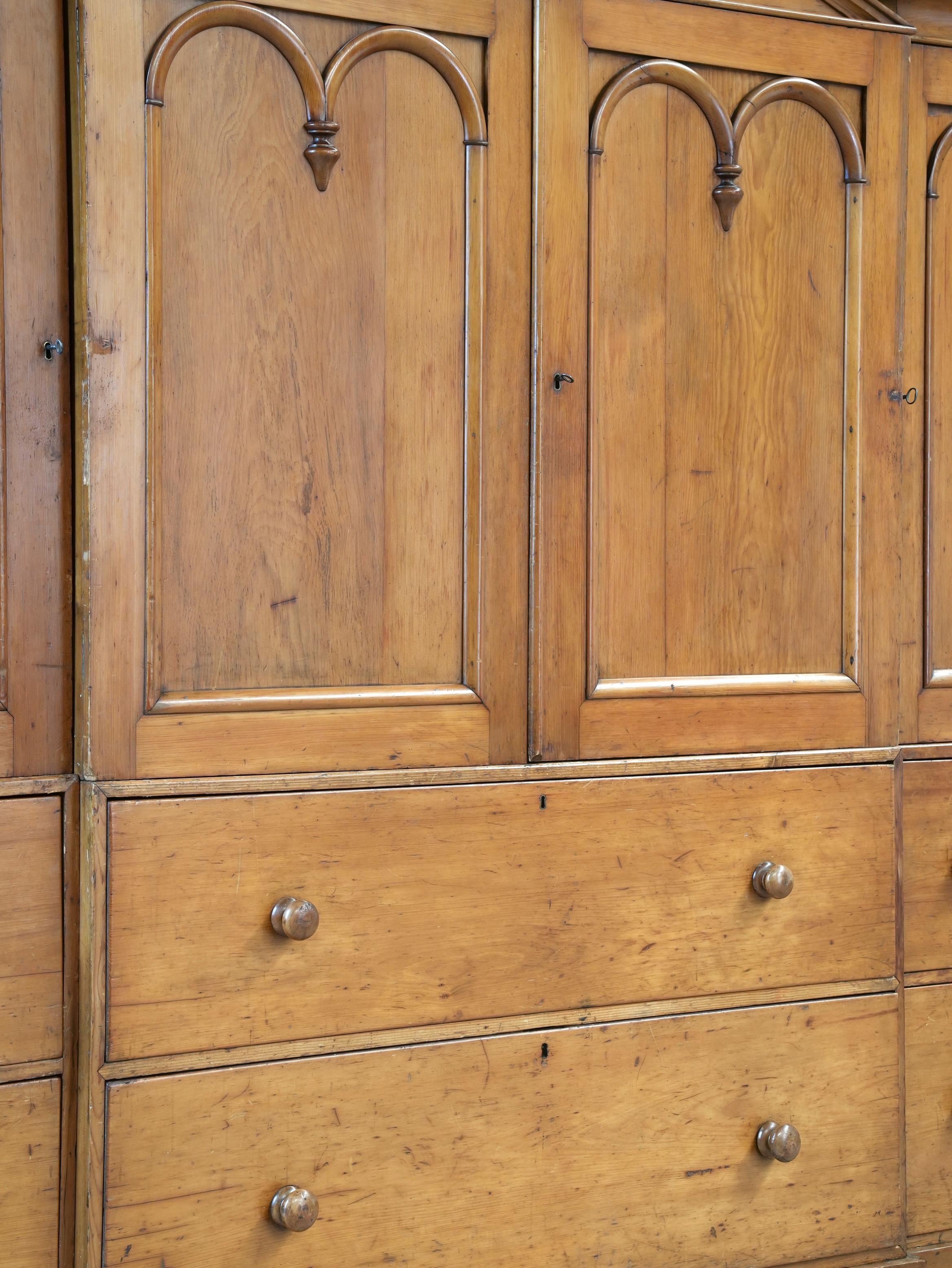 Scottish Pine Breakfront Linen Cupboard at 1stDibs