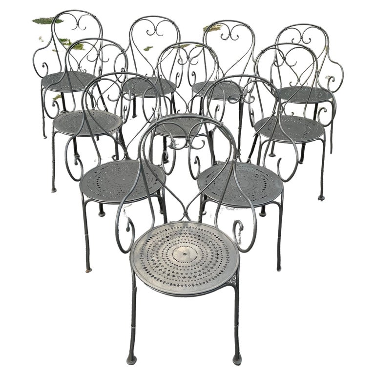 A Set 10 of Woodard Wrought Iron Dining Seating For Sale at 1stDibs