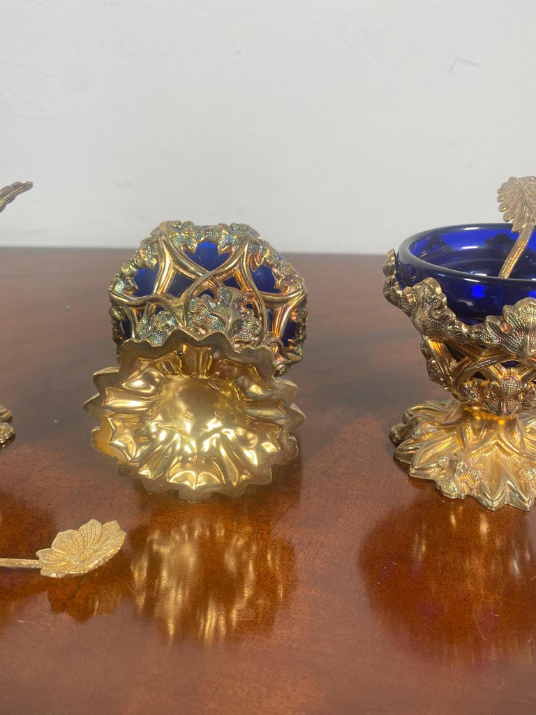 Set 3 Mid-19th Century Silver Gilt Salt Cellars For Sale at 1stDibs