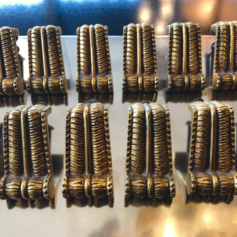 Set of 10 Italian Brass Drawer or Cabinet Handles or Pulls, circa 1940 ...