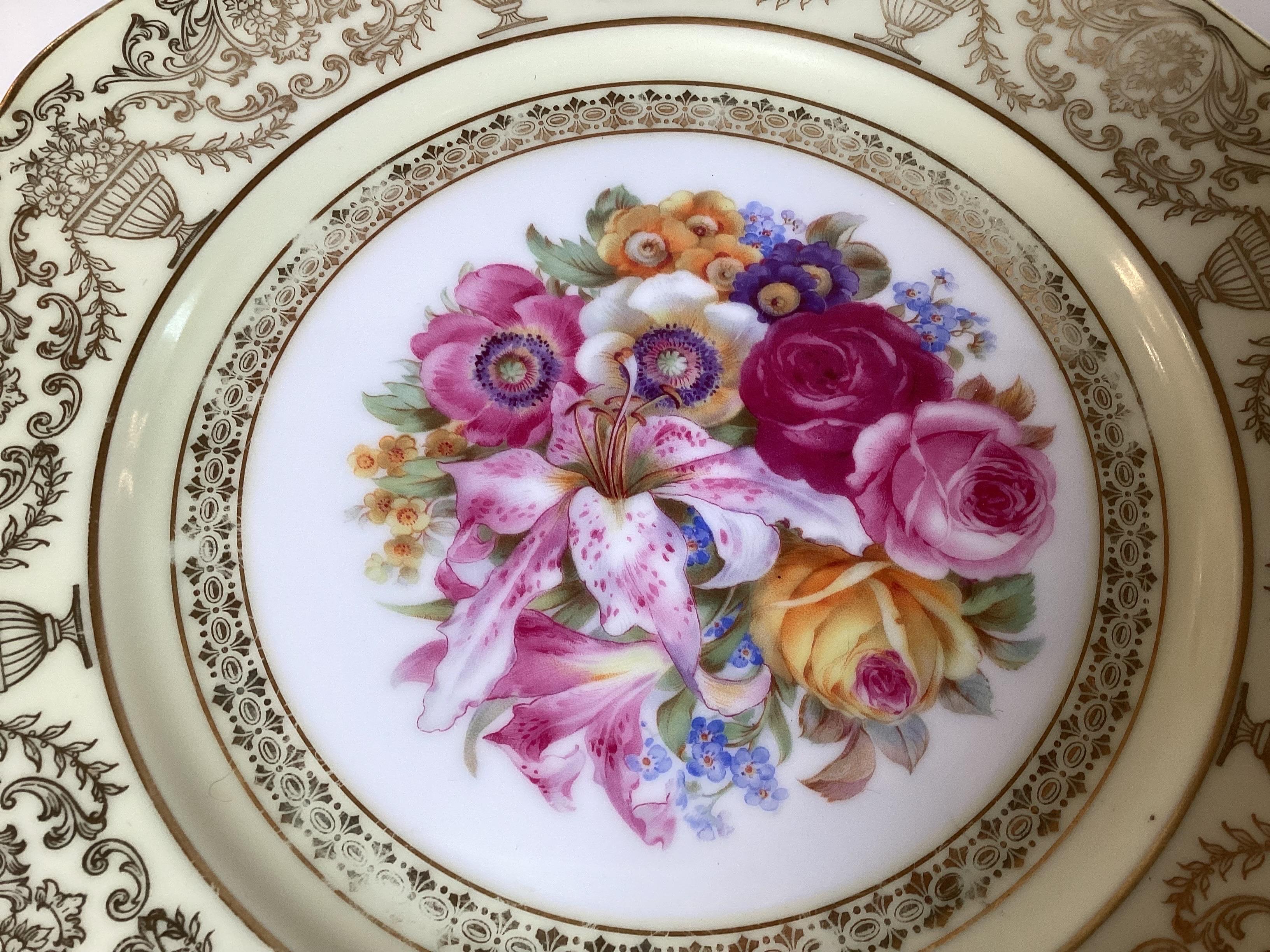 Set of 10 Porcelain Floral Dinner Service Plates For Sale at 1stDibs