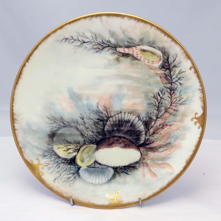 Set of 12 D&C Limoges Plates Painted with Shells at 1stDibs